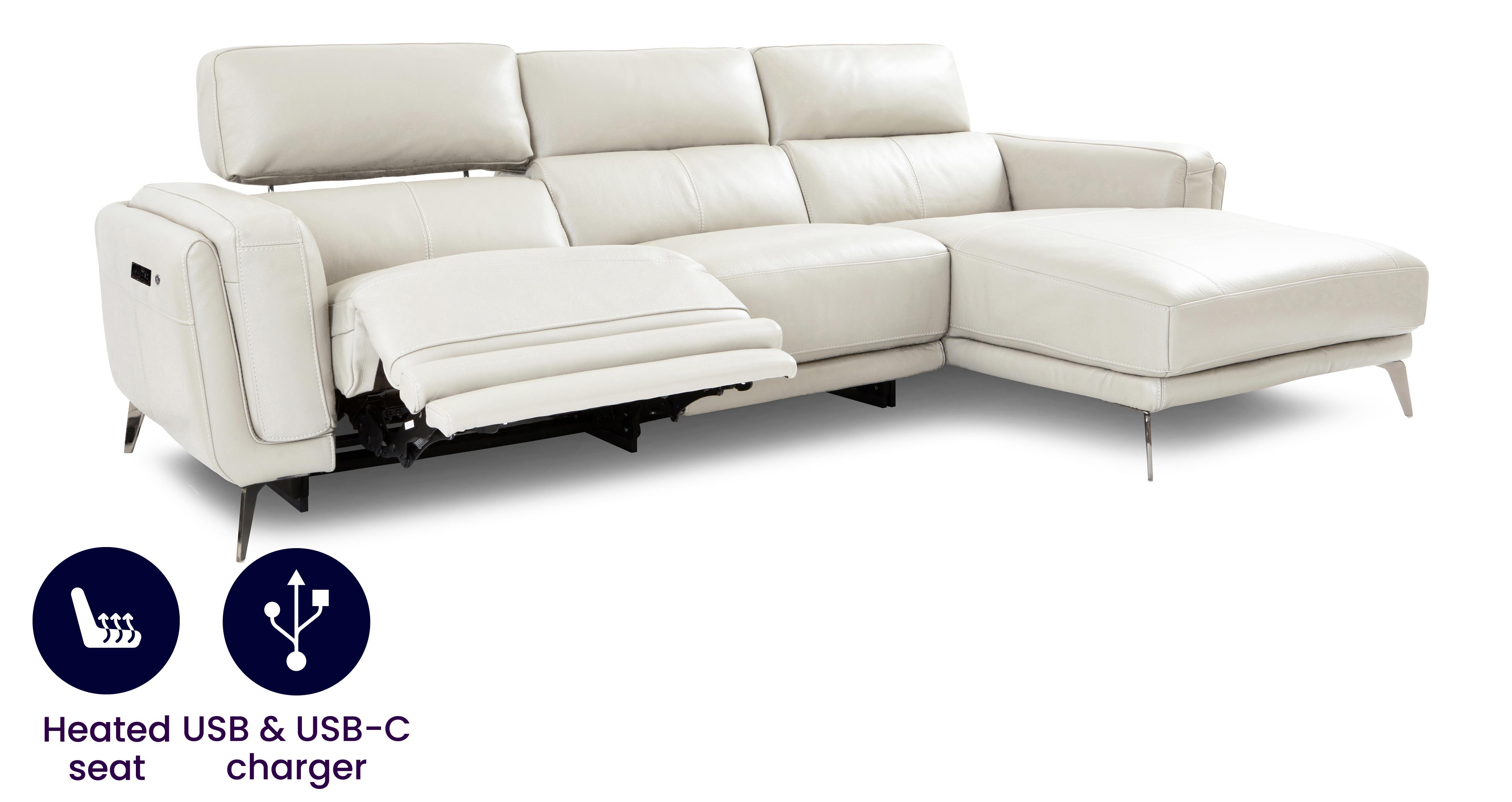 San Antonio Option X Right Hand Facing Heated Power 3 Seat Chaise End | DFS