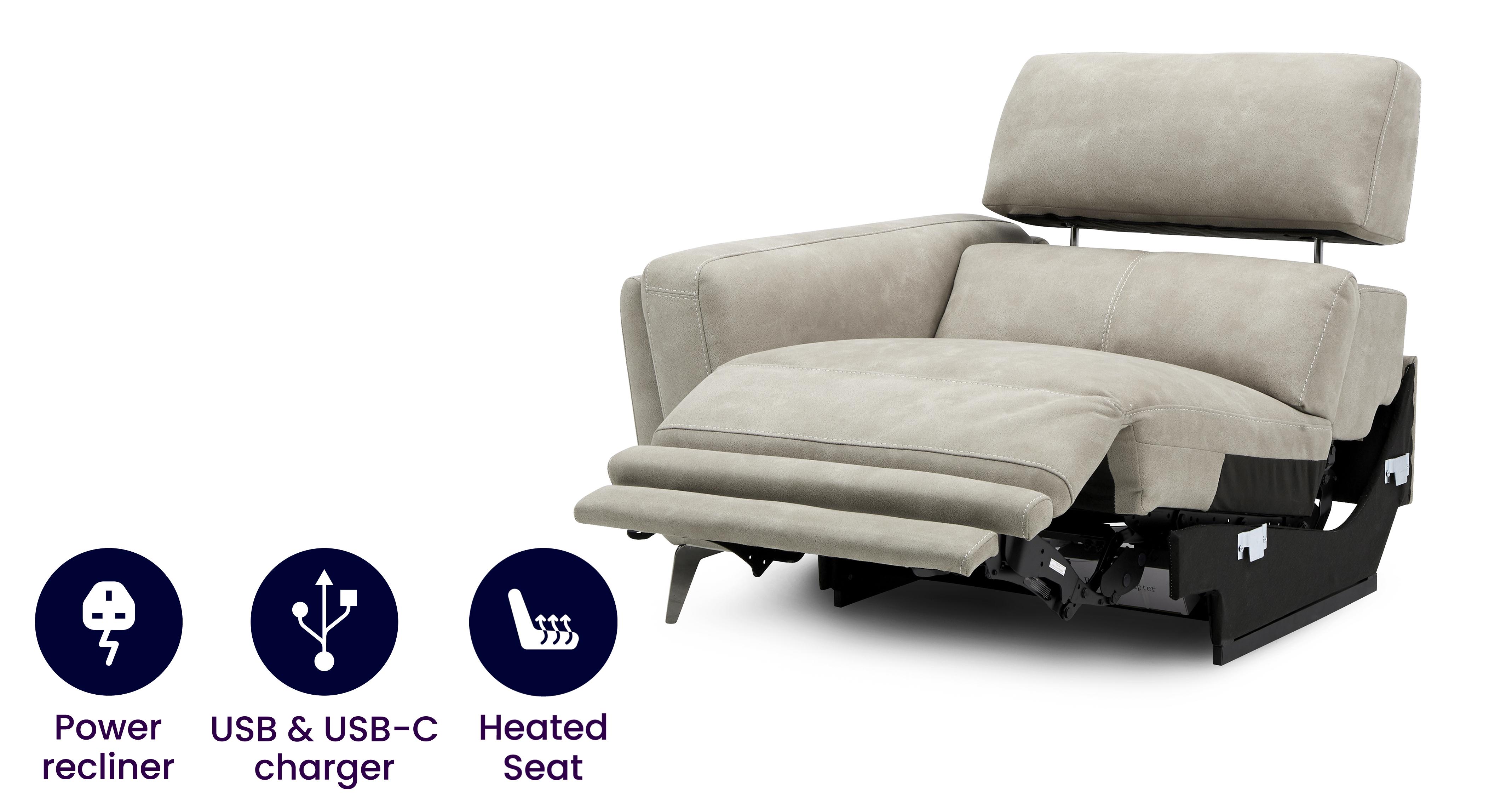 San Mateo Left Hand Facing Arm 1 Seat Heated Power Unit | DFS