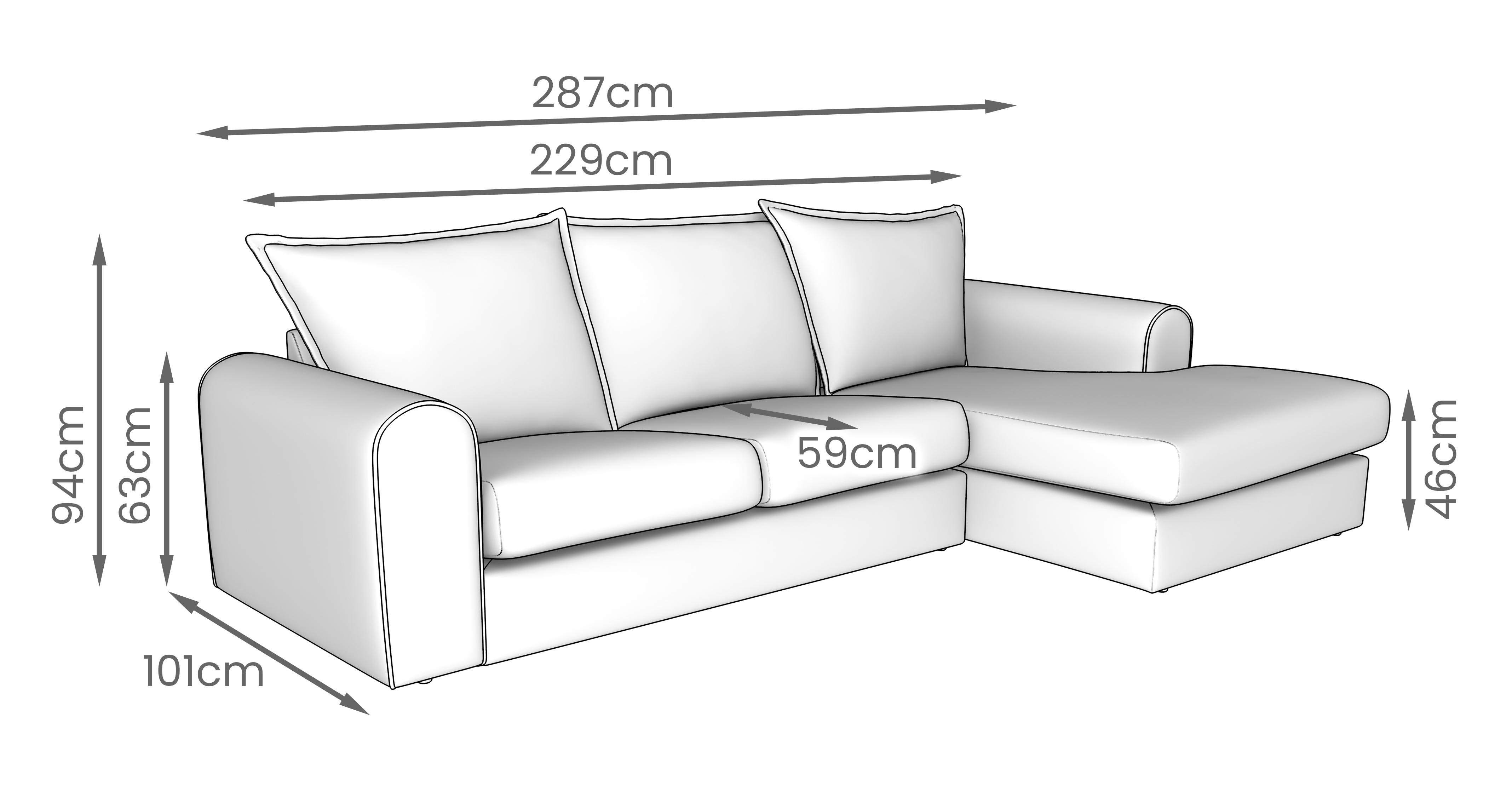 Serenis Right Hand Facing 3 Seater Chaise Sofa | DFS