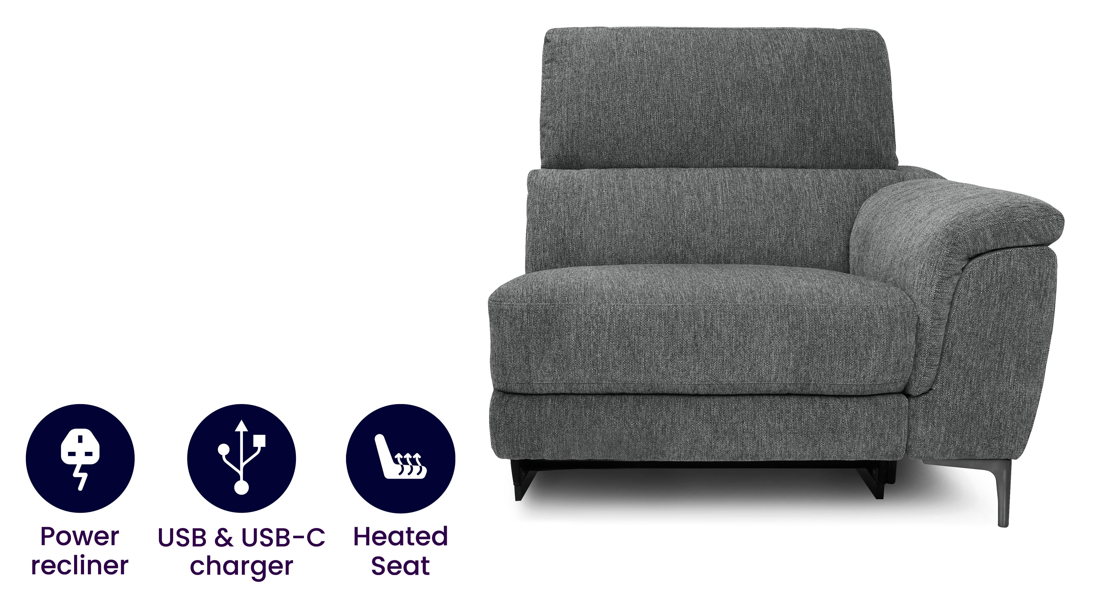 Soren Right Hand Facing Arm 1 Seat Power Heated Recliner Unit | DFS