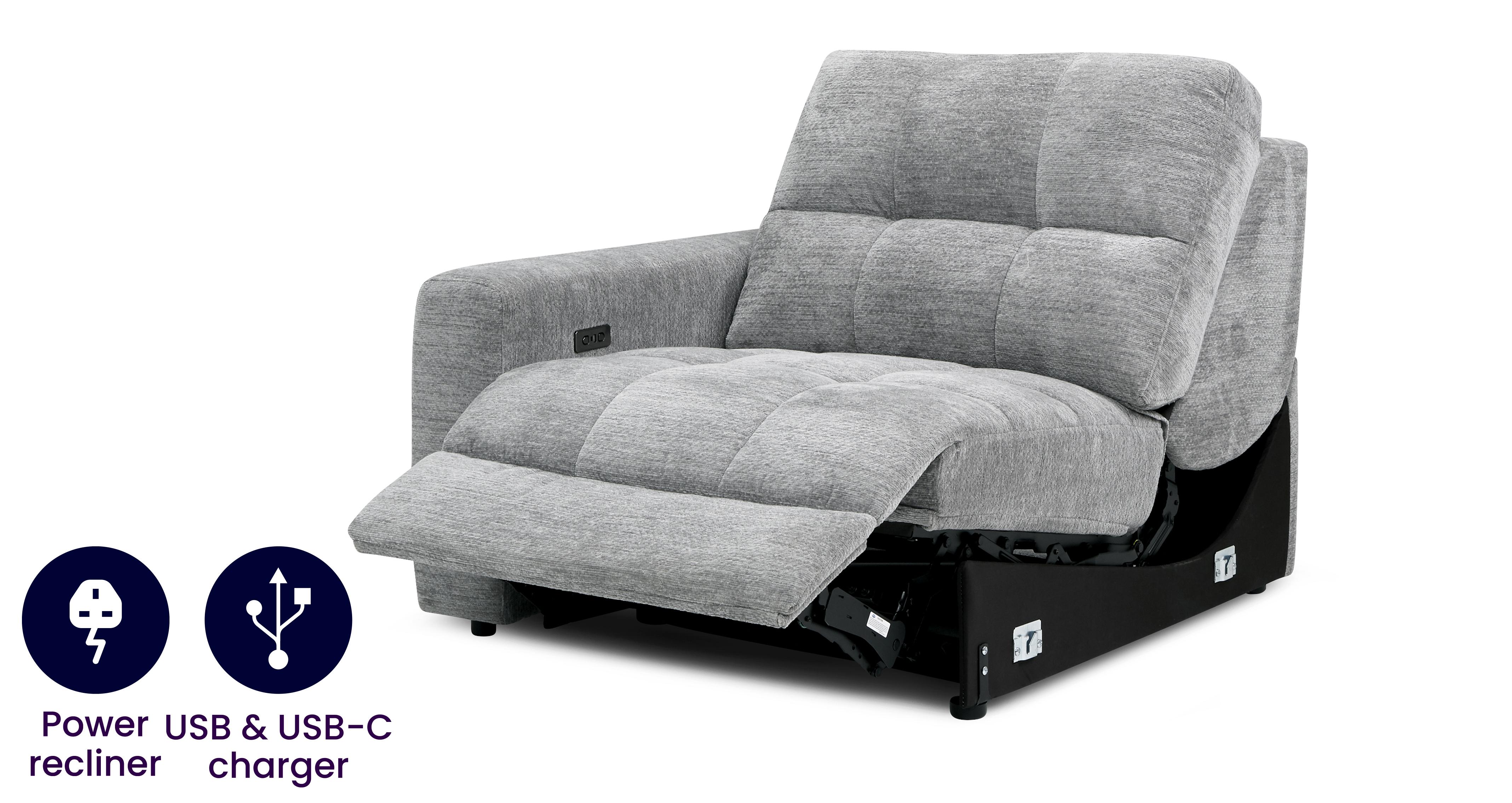 Steller Left Hand Facing Arm 1 Seat Power Recliner | DFS