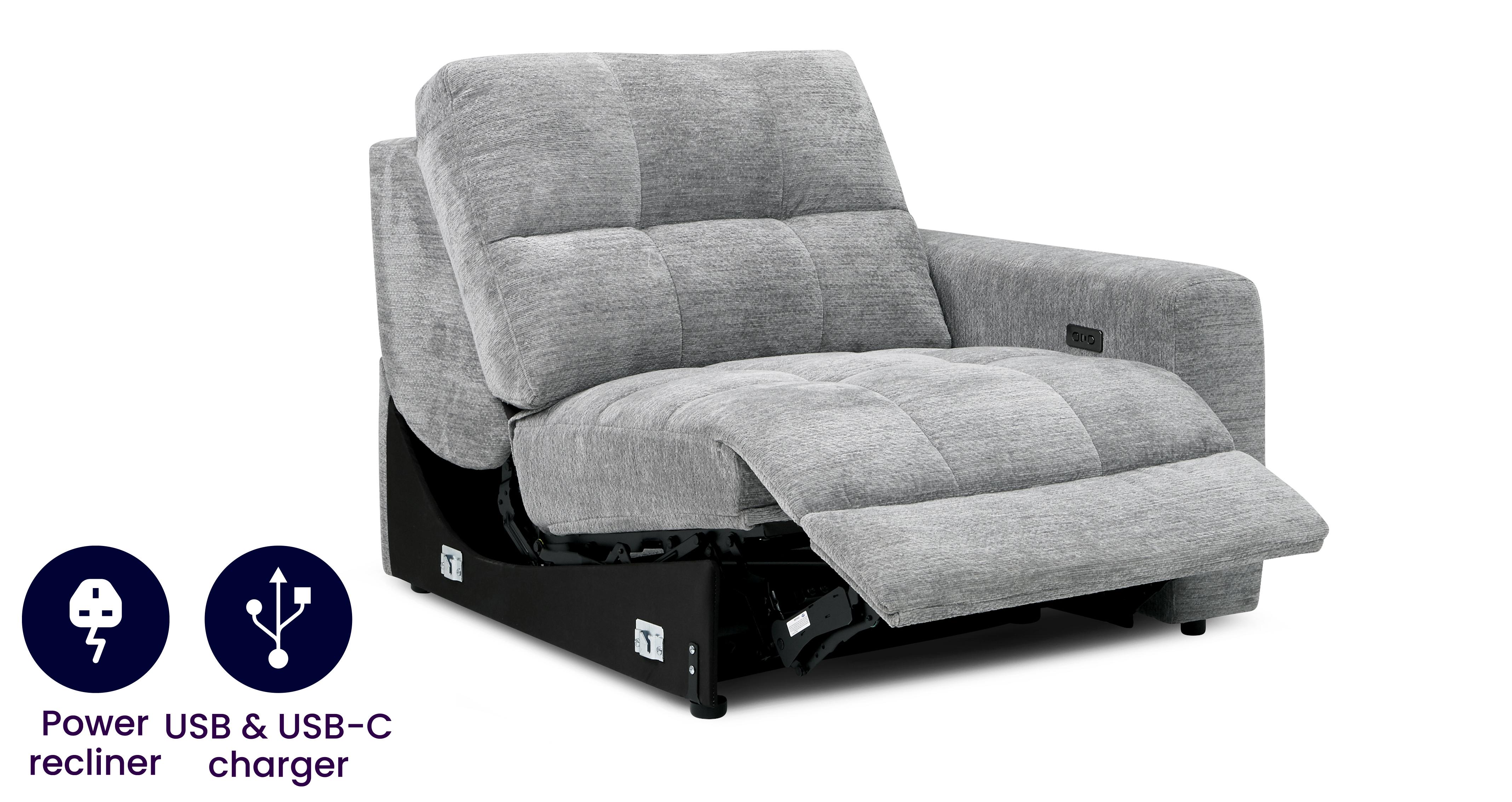 Steller Right Hand Facing Arm 1 Seat Power Recliner | DFS