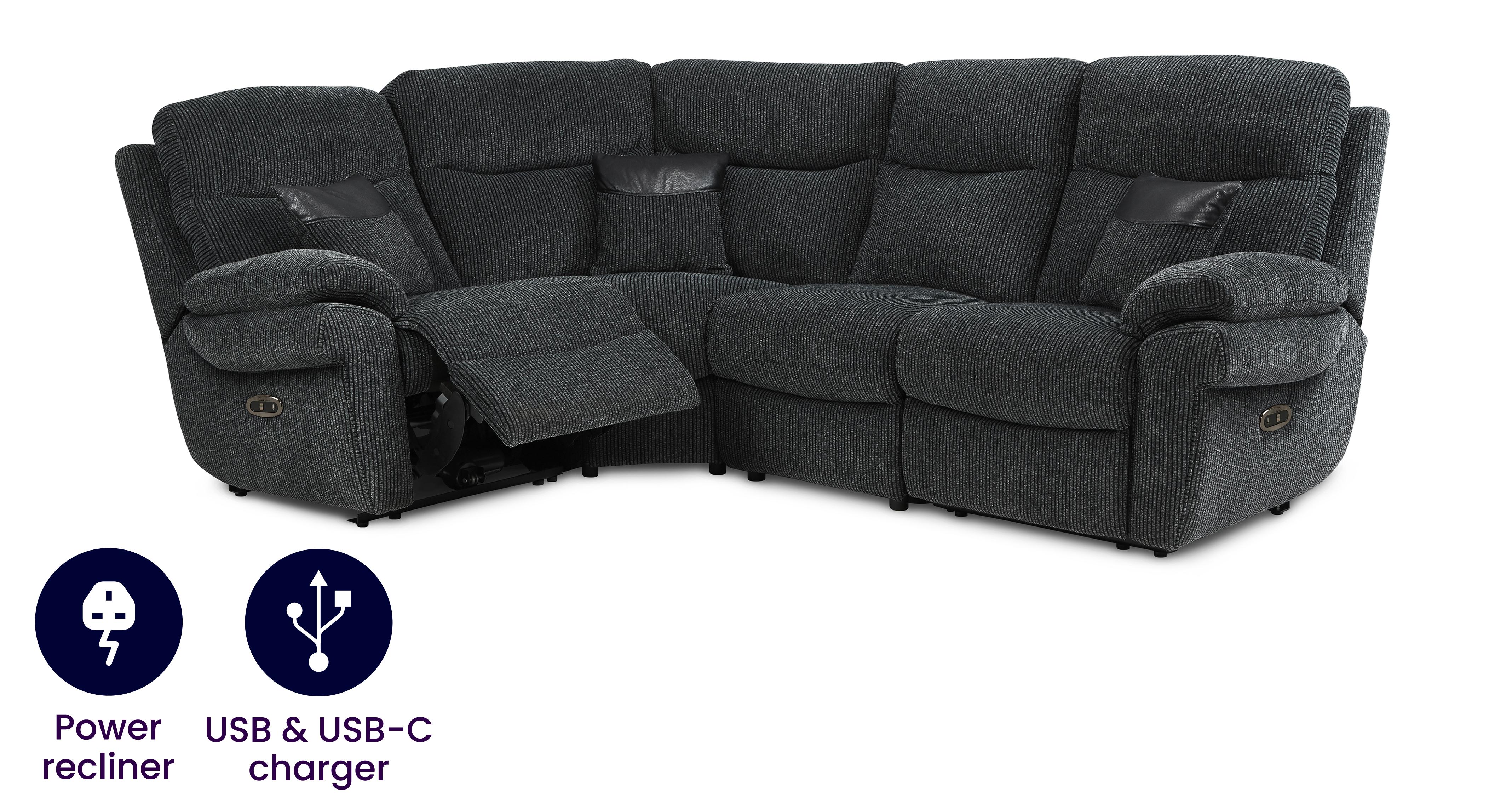 Tamla Right Hand Facing 2 Corner 1 Power Recliner | DFS