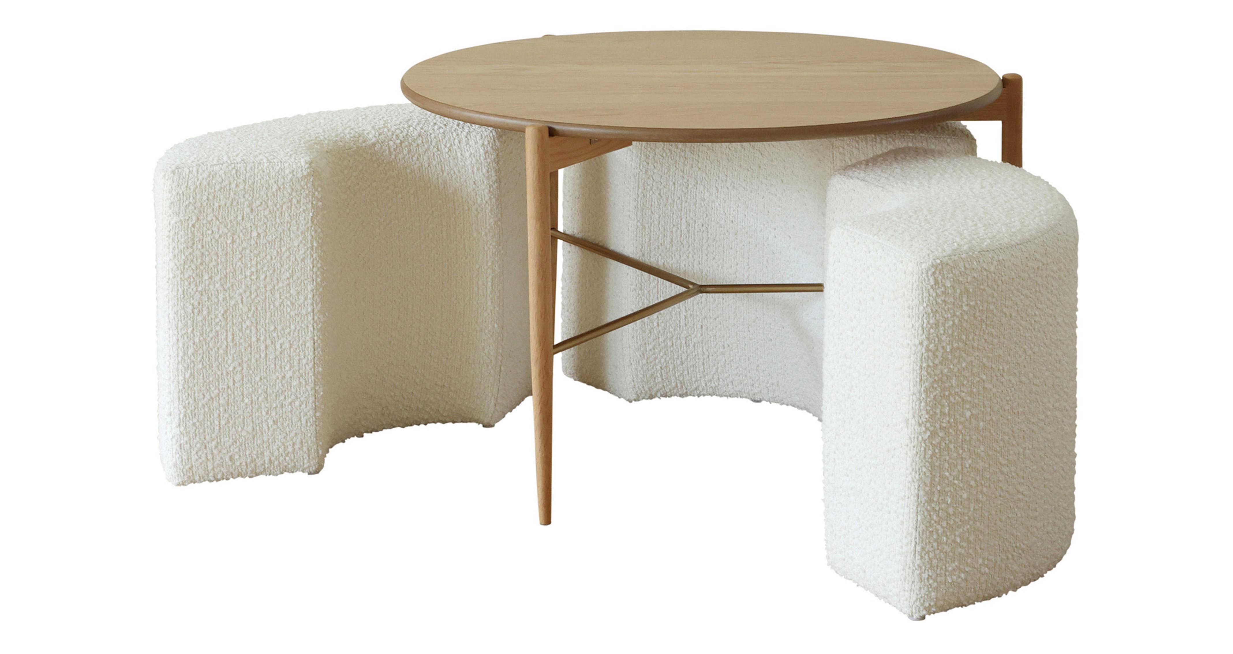 Tattile Coffee Table With Three Cushion Footstools | DFS