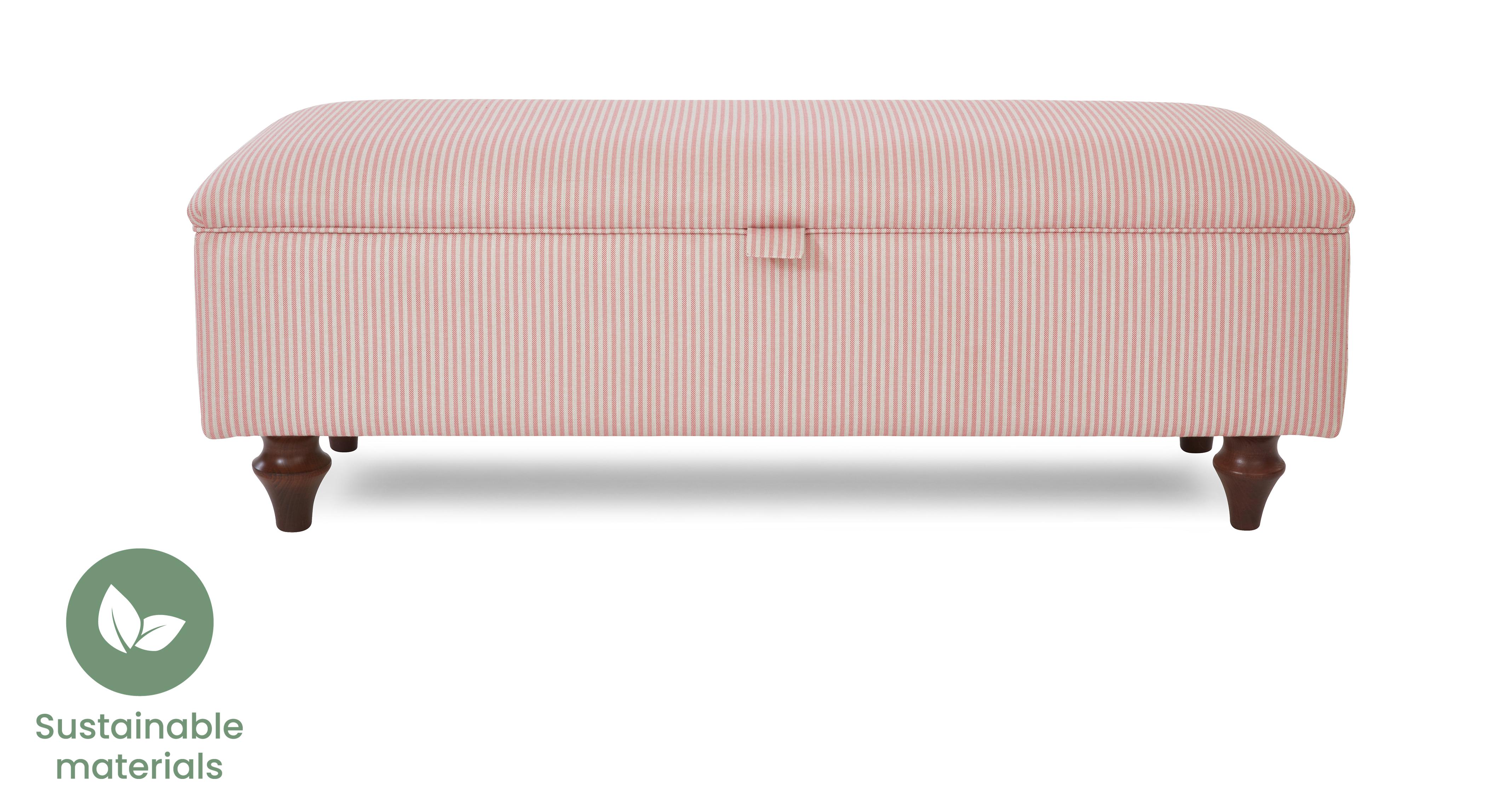 Thornton Red Stripe Storage Ottoman | DFS
