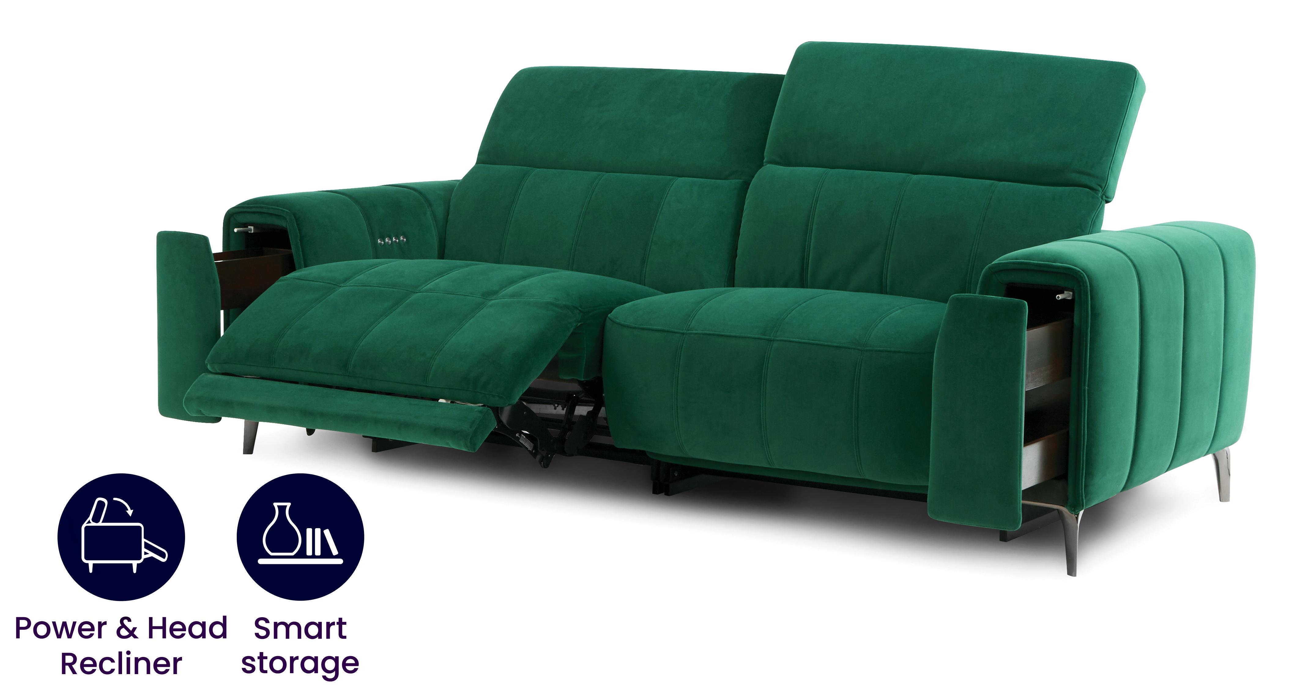 Torren 3 Seater Power Recliner With Headrests Storage | DFS