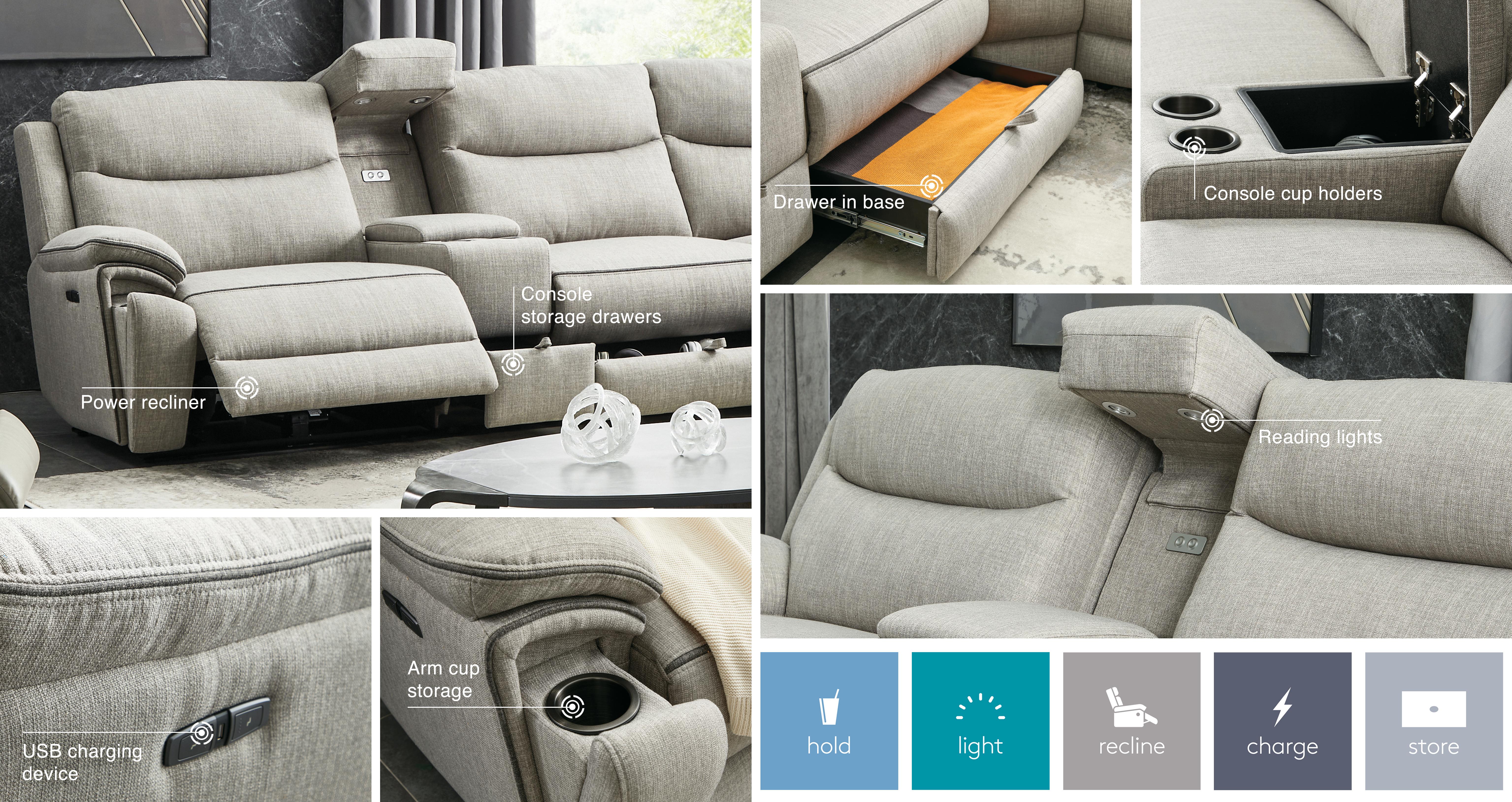 Trek Express 2 Corner 2 Power Recliner And Console | DFS