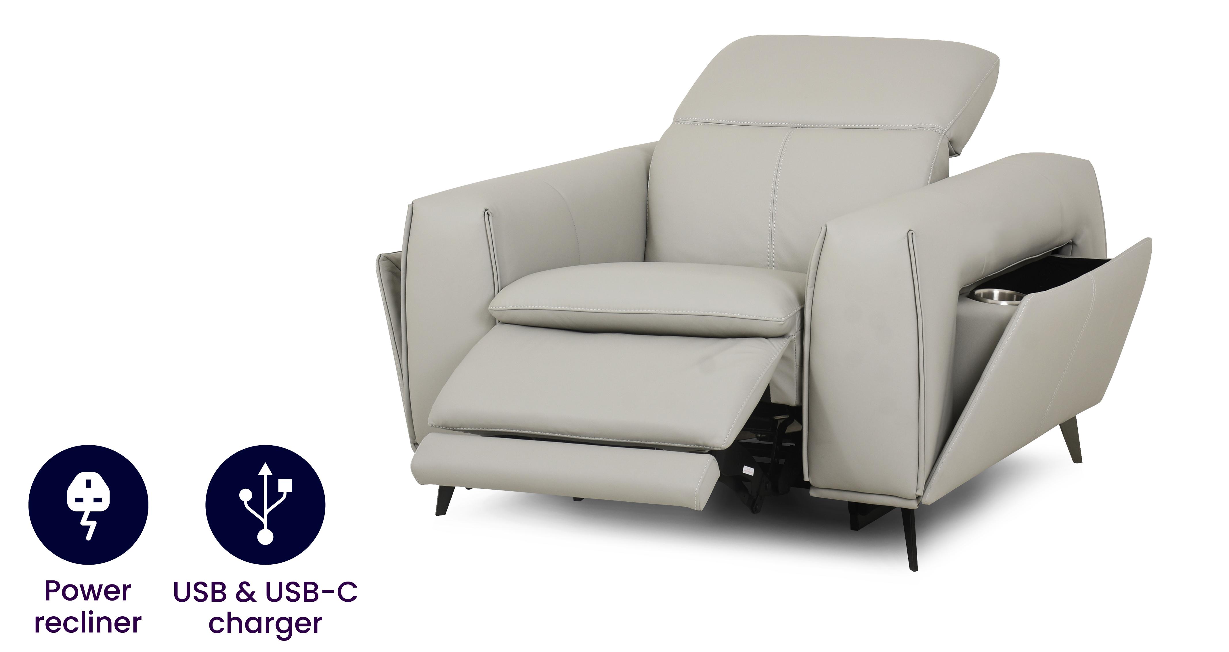 Venosa Leather Power Storage Recliner Chair | DFS