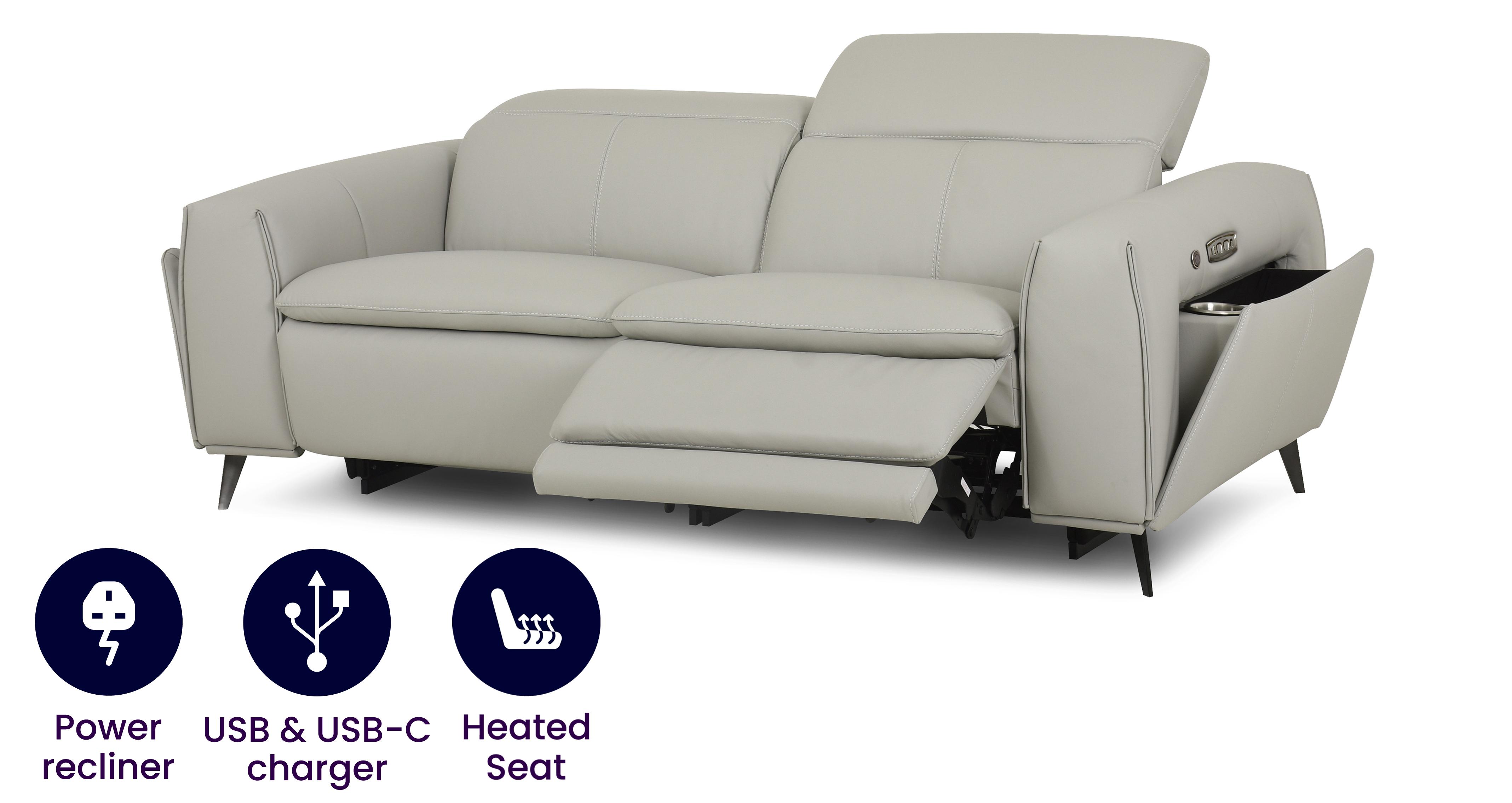 Venosa Leather Power Storage Heated 3 Seat Recliner | DFS