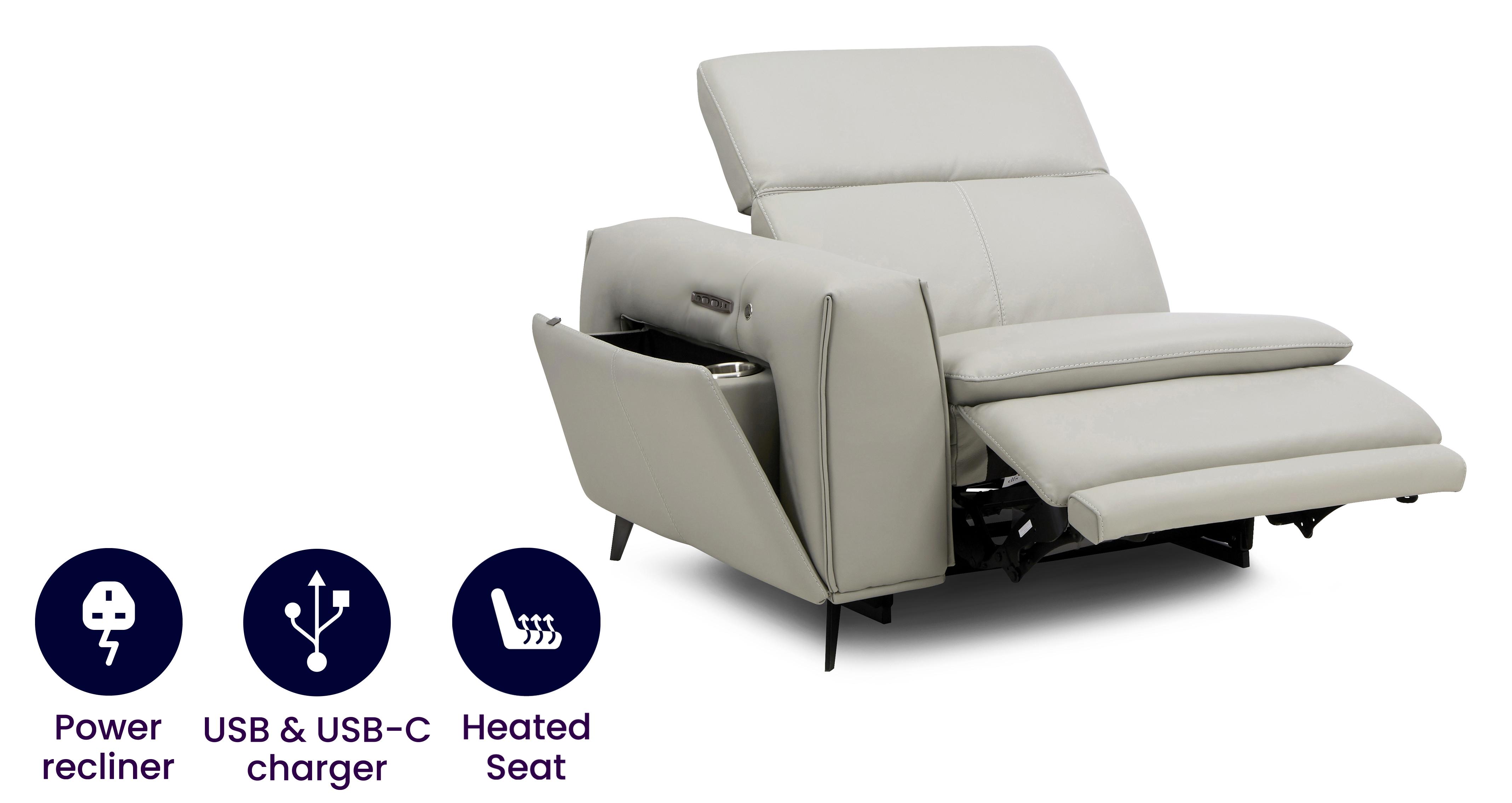Venosa Leather Power Left Hand Facing Storage Heated 1 Seat Unit | DFS