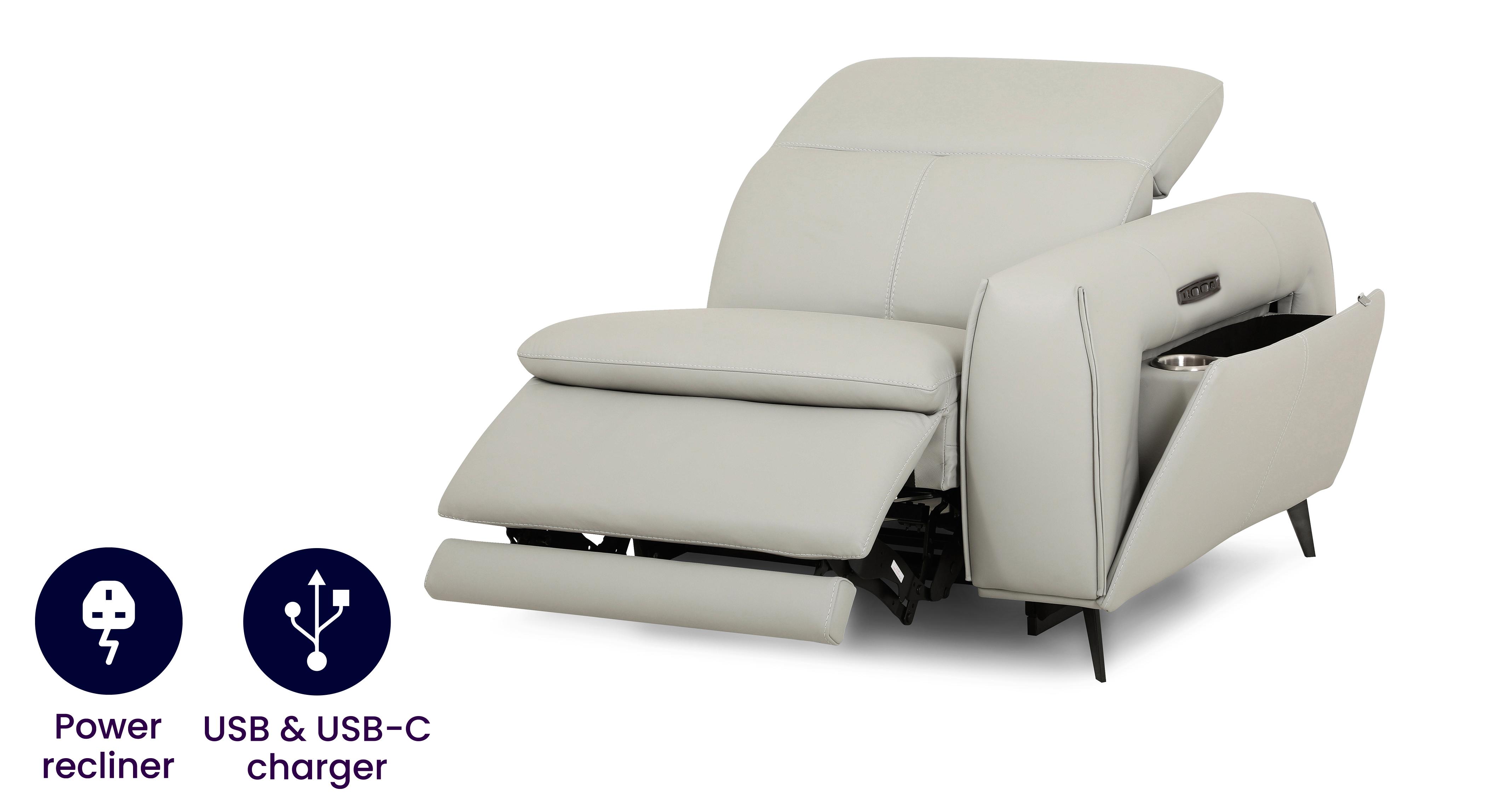 Venosa Leather Power Right Hand Facing Storage 1 Seat Unit | DFS