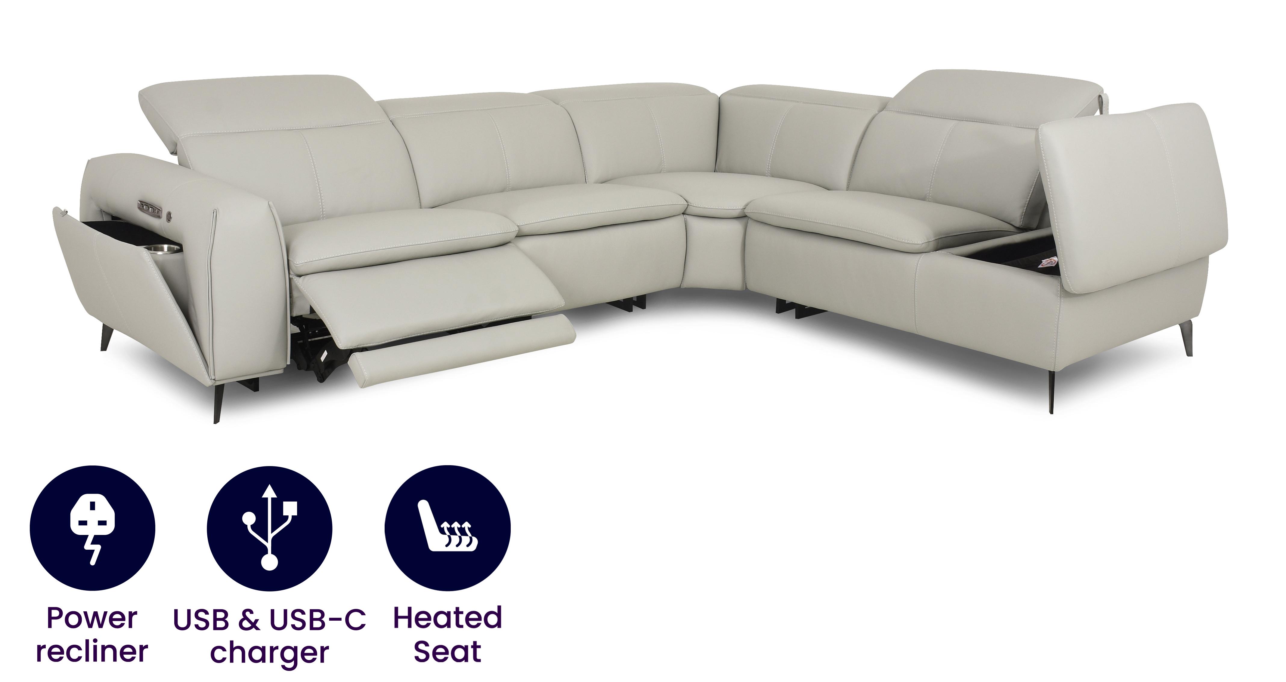 Venosa Option G Leather Left Hand Facing Arm Power Storage Heated Open ...