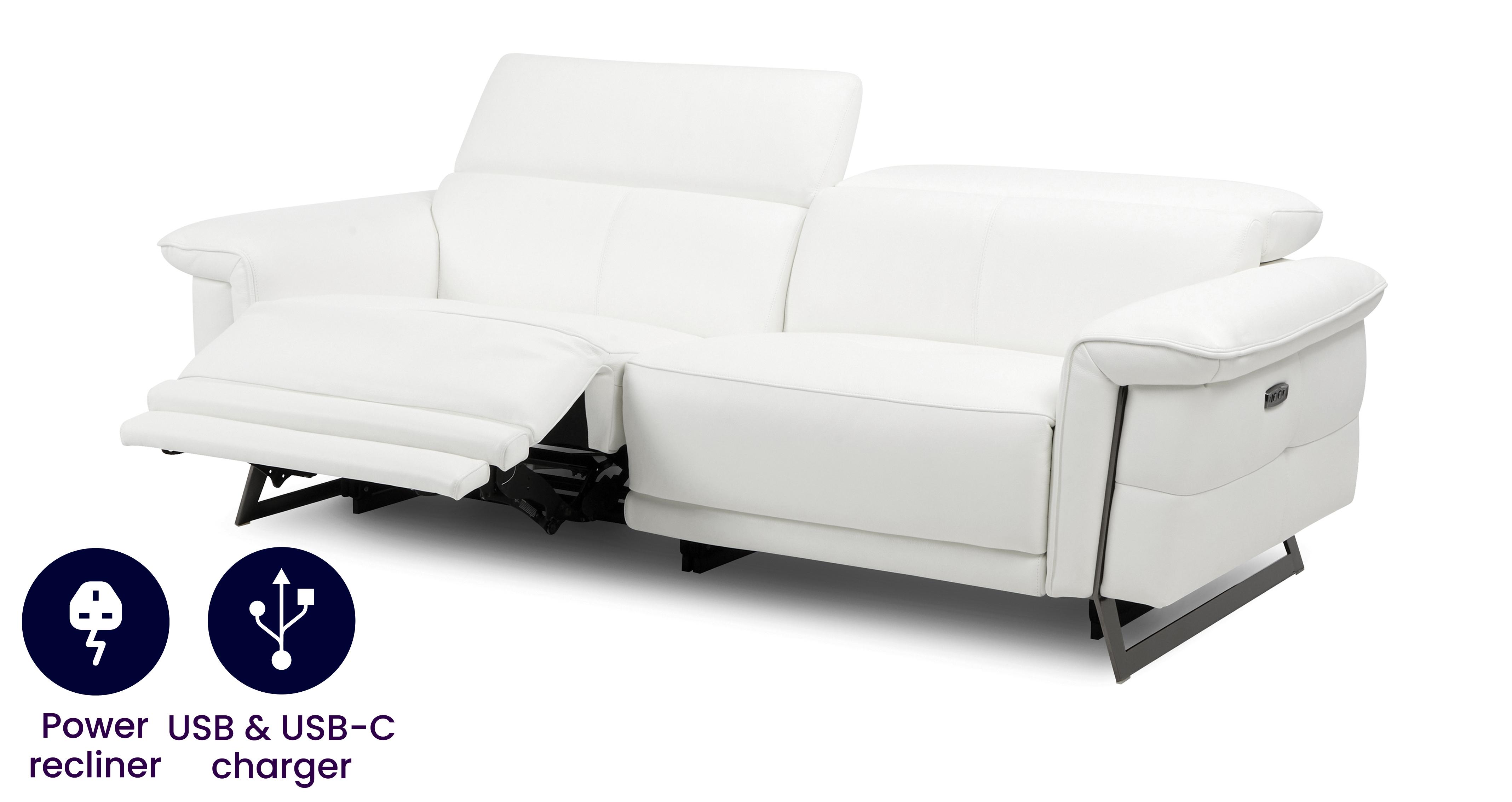 Zella Leather 3 Seat Power Recliner | DFS