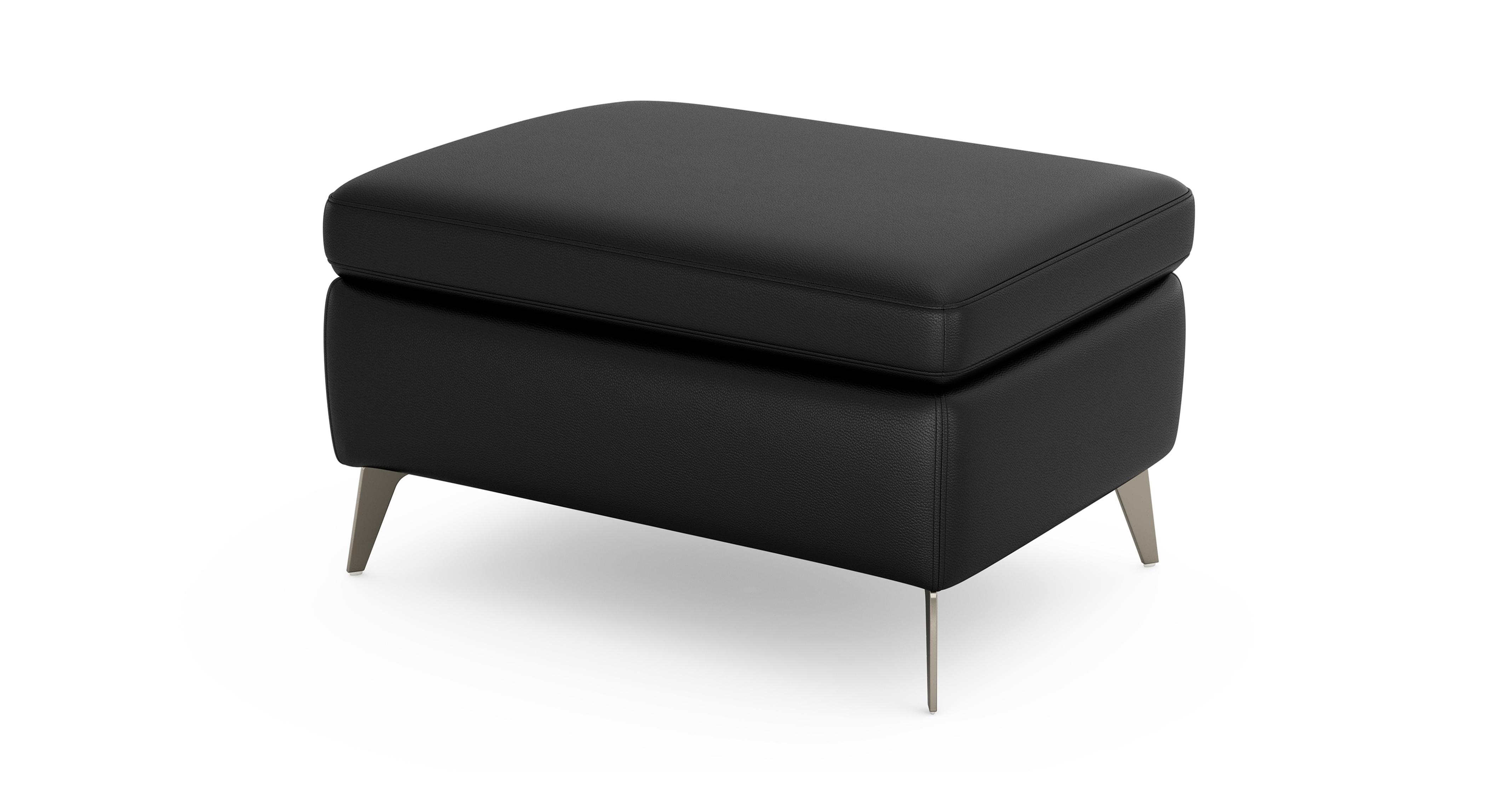Zella Leather Storage Rectangular Footstool | DFS